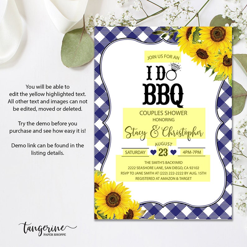 Blue I Do BBQ Invitation BBQ Couples Shower Invitation BBQ - Etsy