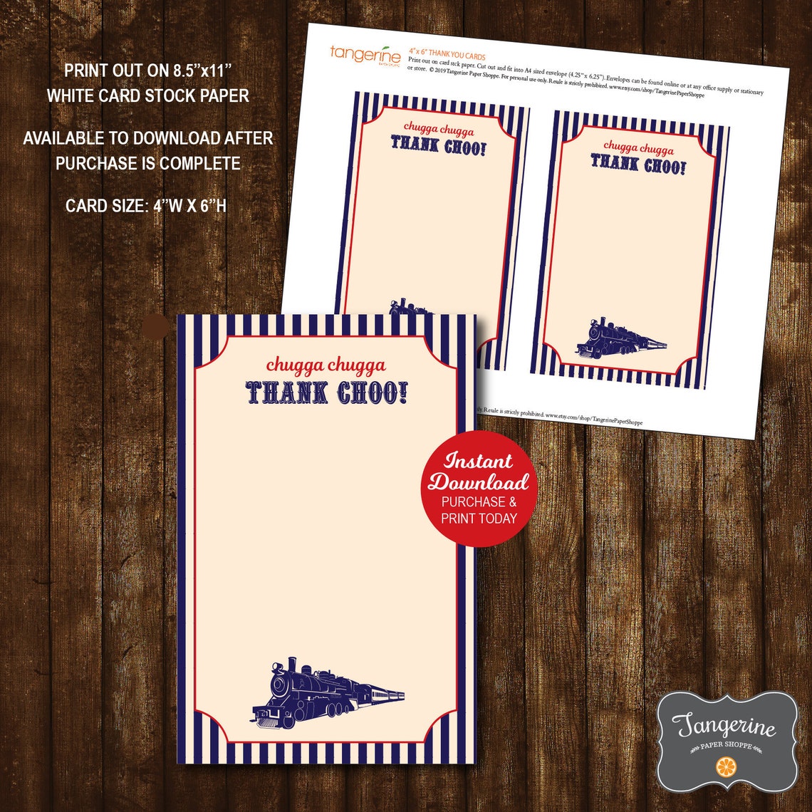 Train Thank You Cards Printable Vintage Train Birthday Thank - Etsy