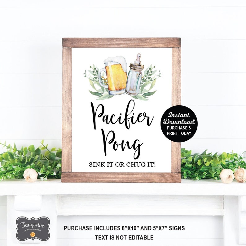 Pacifier Beer Pong Game, A Baby is Brewing Game, Baby Shower Game ...