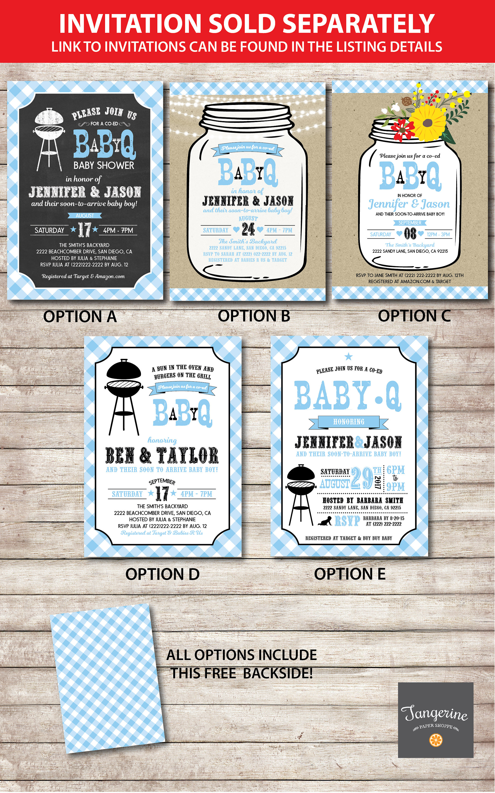 Baby Q Shower Invitation Light Blue BBQ Baby Shower | Etsy