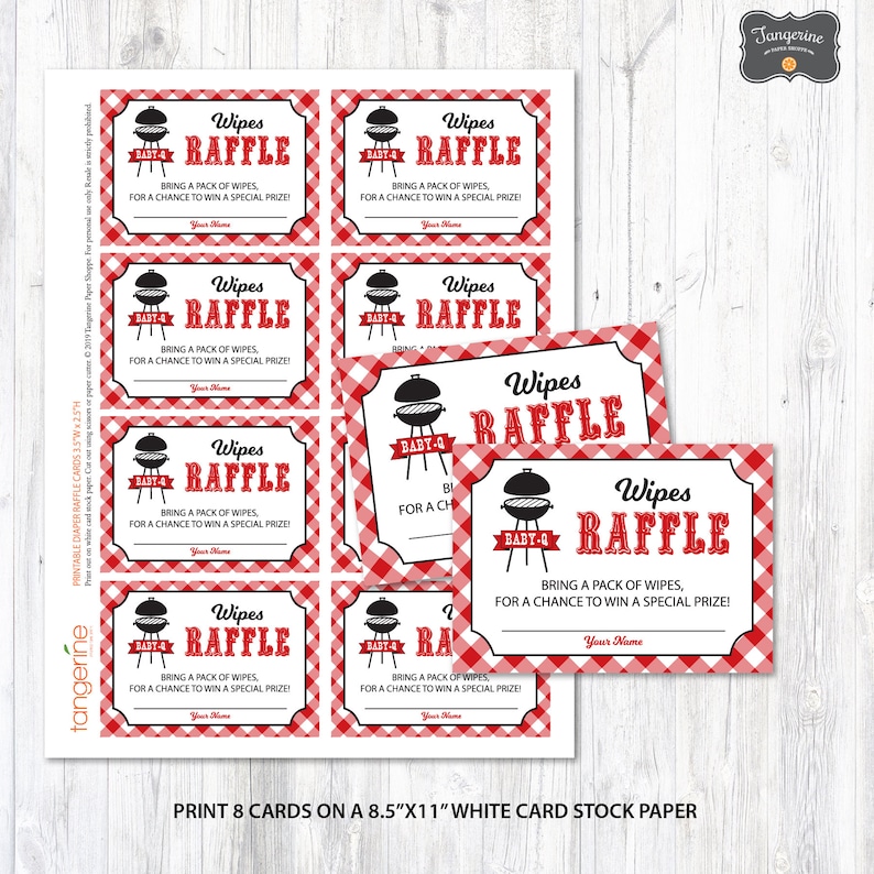 Baby Q Wipes Raffle Cards, BBQ Baby Wipes Raffle Ticket, Wipes Raffle ...