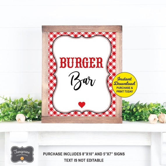 Burger Bar Sign Printable, I do BBQ Engagement Party, Burger Station ...