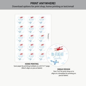 Airplane In-flight Snacks Tag, Printable Inflight Snacks Label Airplane ...