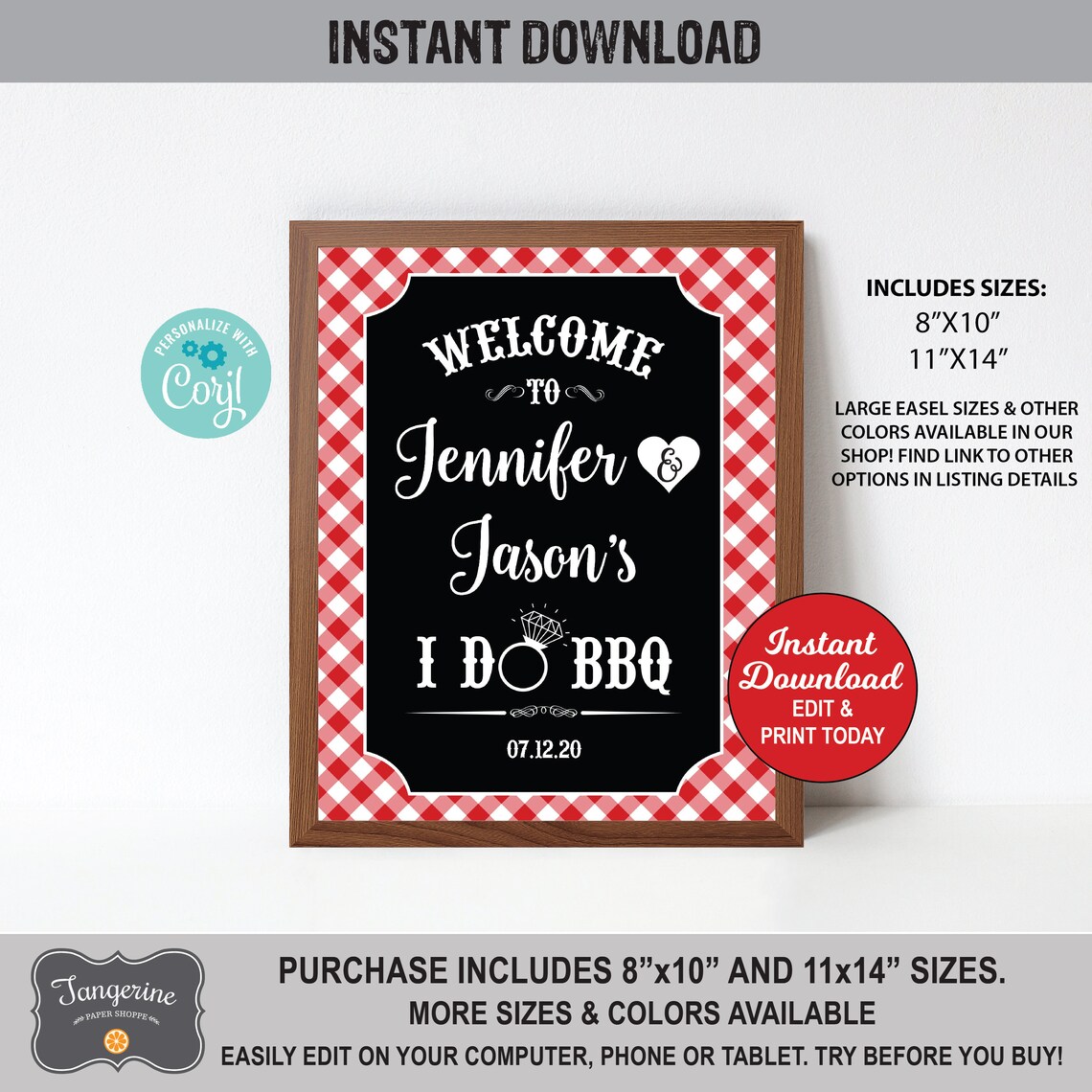 I Do BBQ Welcome Sign Printable, I Do Barbecue Sign, I Do BBQ Couples ...