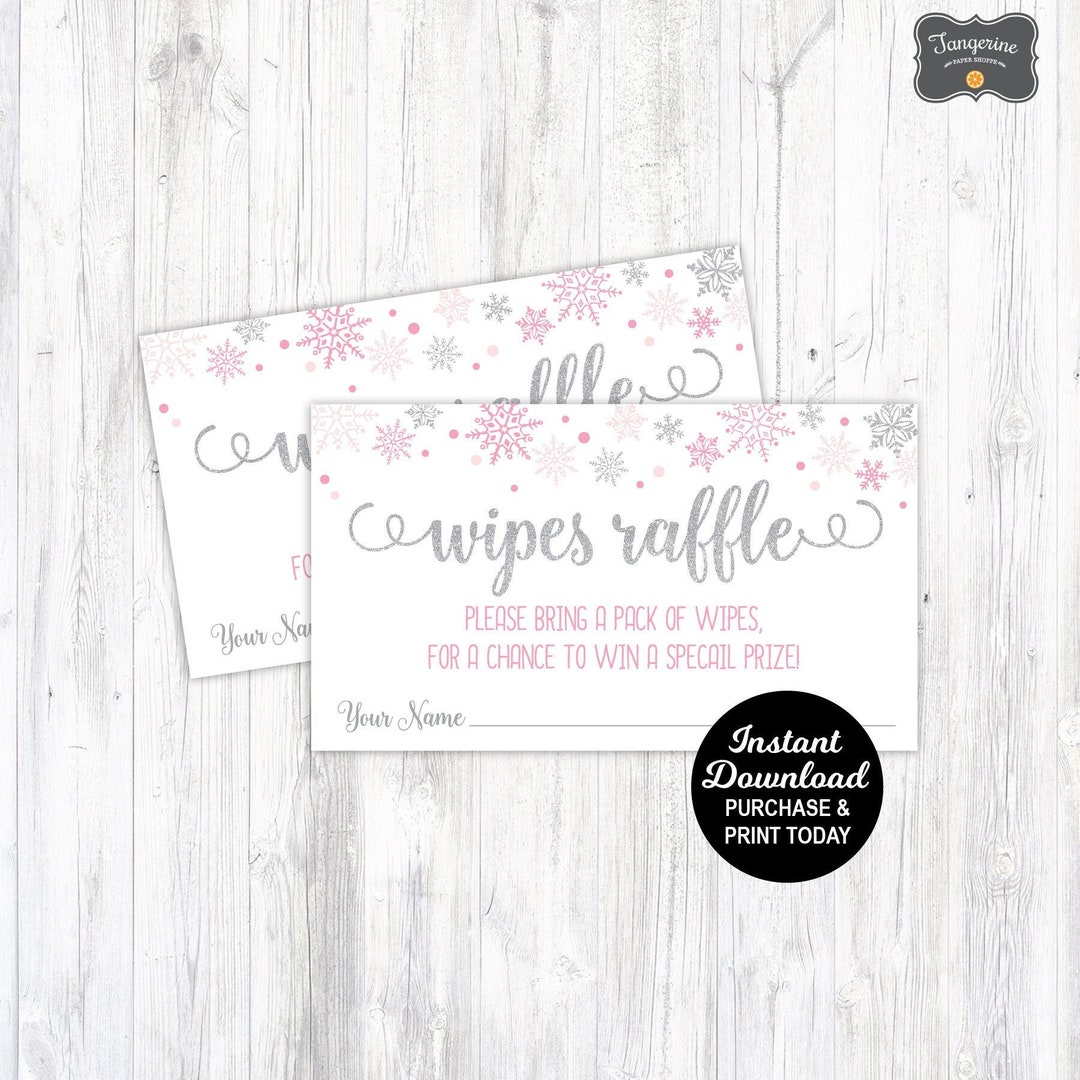 Winter Wonderland Wipes Raffle Ticket, Snowflake Baby Shower Baby Wipes ...