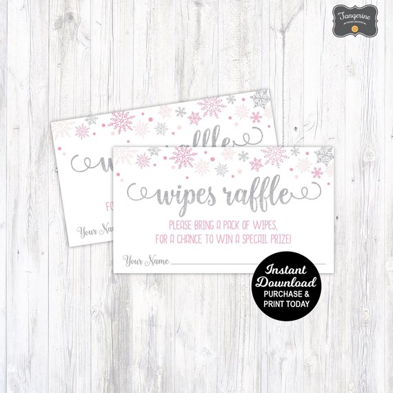 Winter Wonderland Wipes Raffle Ticket, Snowflake Baby Shower Baby Wipes ...