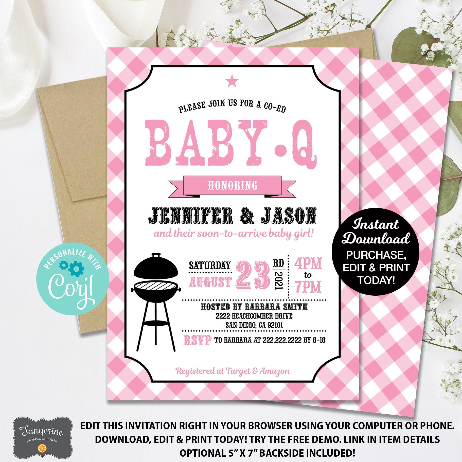 Baby Q Shower Invitation Red BBQ Baby Shower Invitation | Etsy