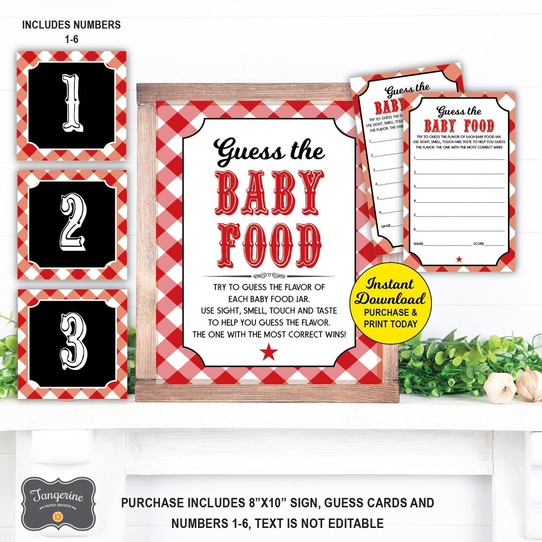 Baby Food Game, Baby Q Guess the Baby Jar Food, BBQ Baby Shower Game ...