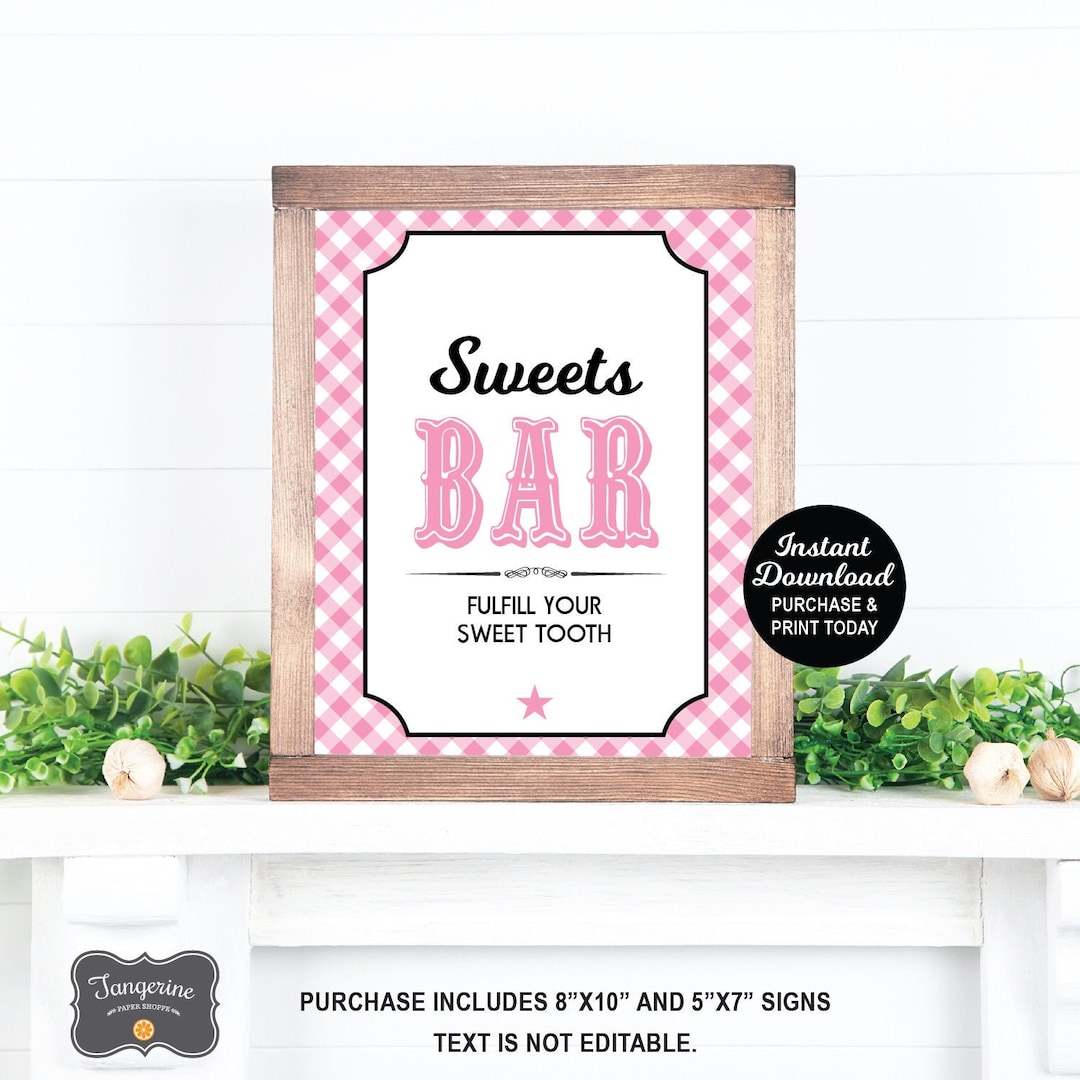 Baby Q Sweets Bar Sign, Pink BBQ Baby Shower Sign, Dessert Bar Sign ...