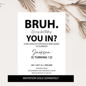 Bruh Birthday Favor Tags, Tween Teenager Thank You Tags, Boy Teen ...