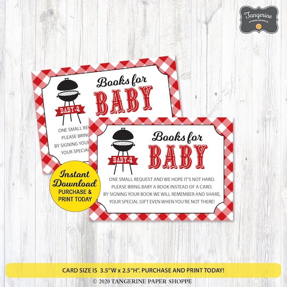 Baby Q Shower Book Request Cards, BBQ Baby Shower Book Request Cards ...