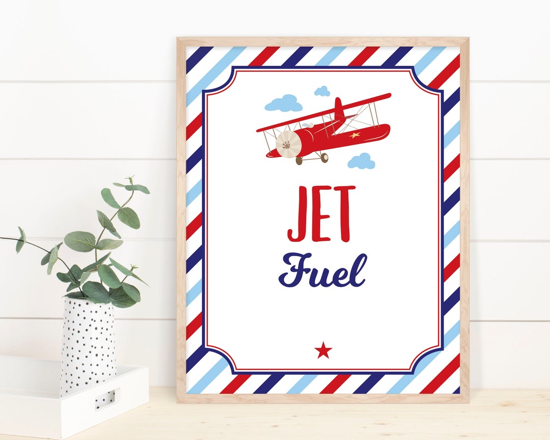 Airplane Jet Fuel Sign, Airplane Birthday Drinks Sign, Airplane Baby ...