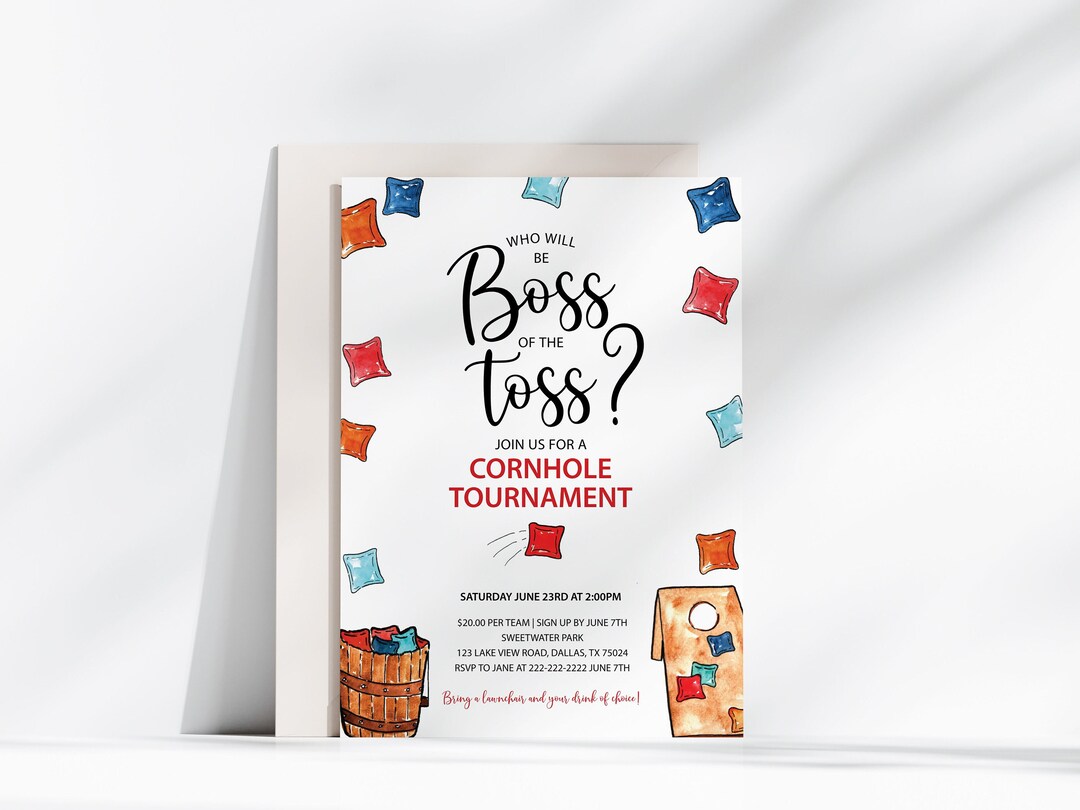 Editable Cornhole Tournament Invitation, Boss of the Toss Backyard ...