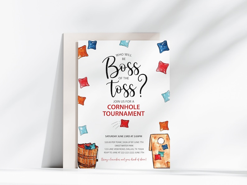 Editable Cornhole Tournament Invitation, Boss of the Toss Backyard ...