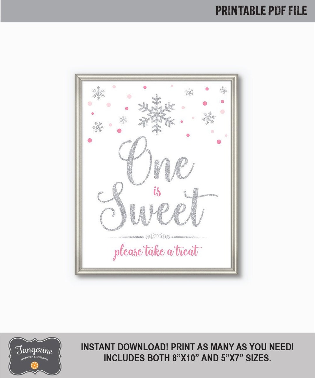 One is Sweet Please Take A Treat Sign Printable, Winter Onederland ...