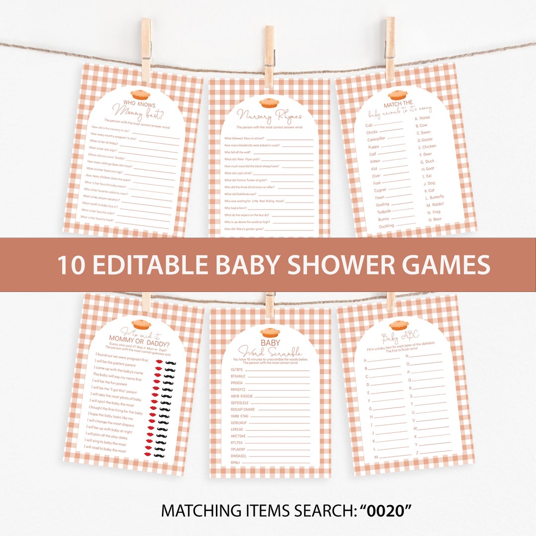 Editable Cutie Pie Baby Shower Games Bundle, Sweet as Pie Baby Shower ...