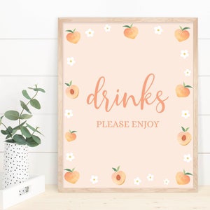 Peach Birthday Sign Package One Sweet Peach Fruit Party Bundle Favors ...