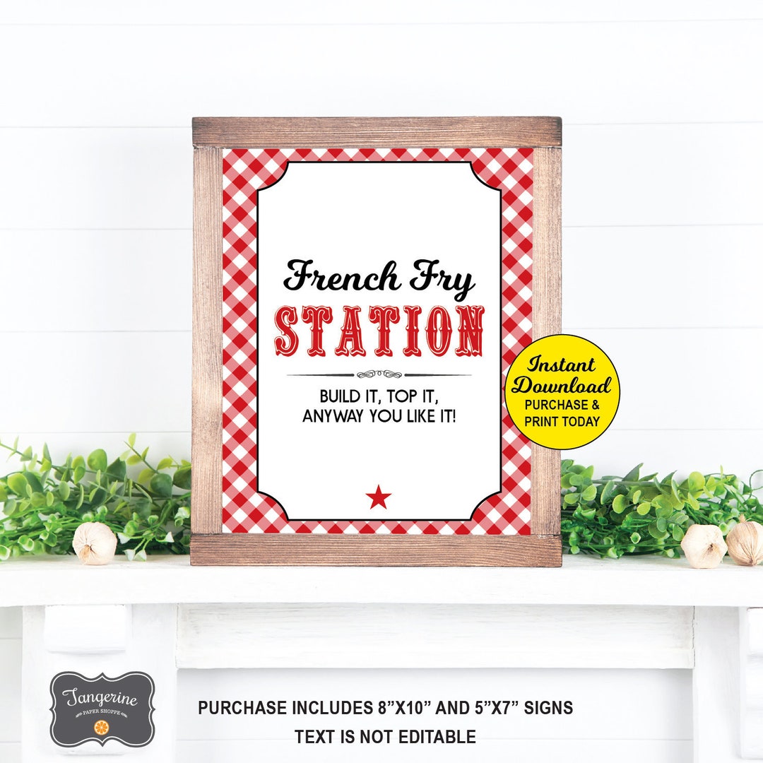 French Fry Station Sign Printable, Baby Q Baby Shower, BBQ Baby Shower ...