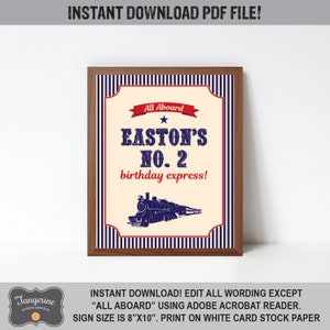 Train Party Signs Set of 6, Printable Train Signs, Vintage Train Signs ...