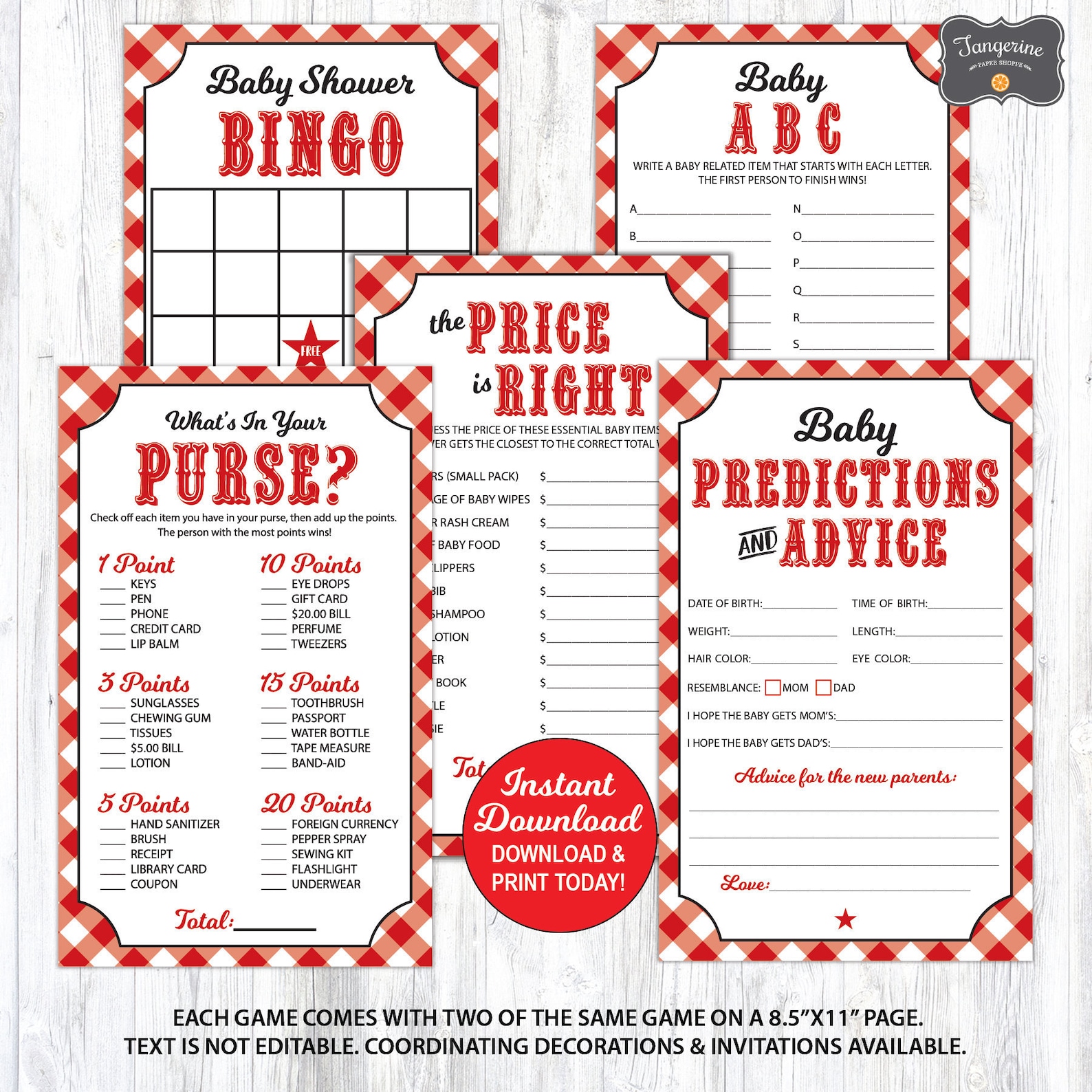 Baby Q Shower Games Package, Bundle 5 Games, BBQ Baby Shower Games ...