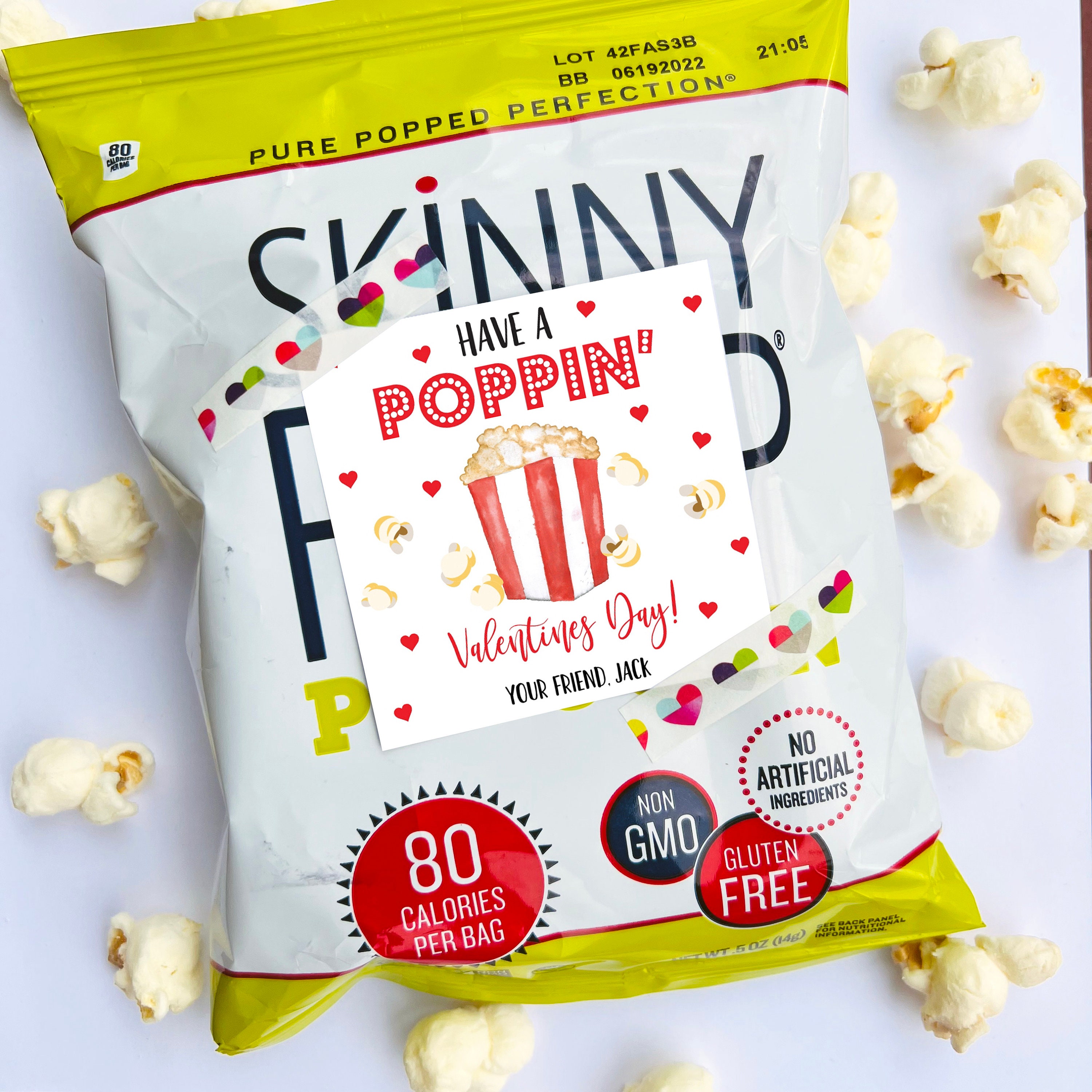 Popcorn Valentines Day Tag Printable, Kids Valentine Card, Non Candy ...