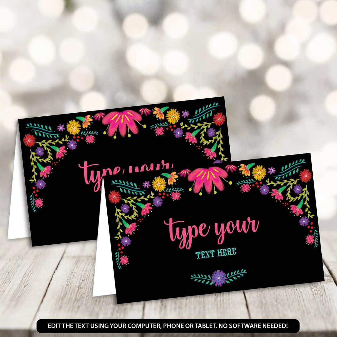 Editable Fiesta Food Labels, Mexican Party Place Cards, Fiesta Bridal ...