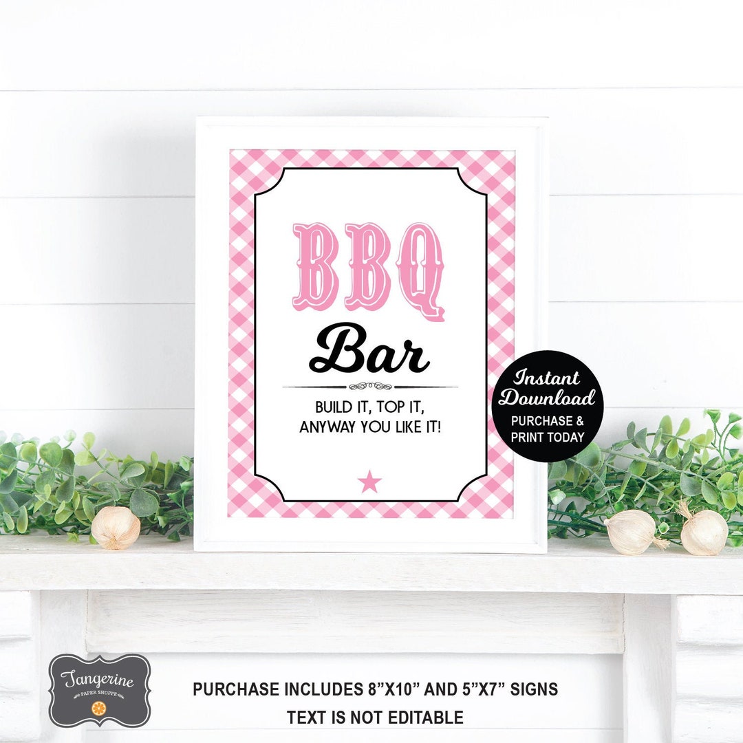 BBQ Bar Sign Printable, BBQ Baby Shower Bbq Bar Sign, Baby Q Shower ...
