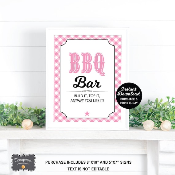 BBQ Bar Sign Printable BBQ Baby Shower Bbq Bar Sign Baby Q - Etsy