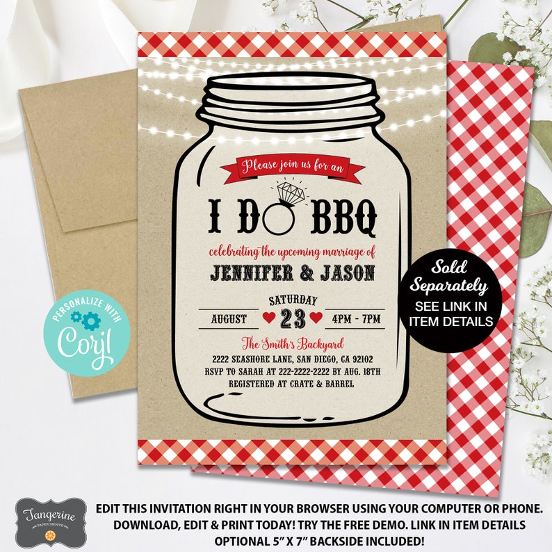 BBQ Mason Jar Invitation I Do BBQ Invitation I Do Bbq - Etsy