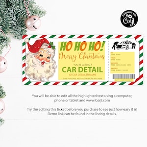Editable Car Detailing Christmas Gift Certificate, Car Detail Surprise ...