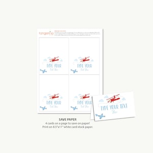 Editable Airplane Food Labels, Airplane Birthday Party Food Tents ...