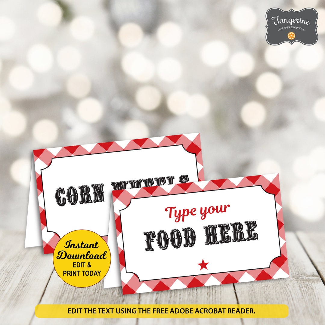 BBQ Food Labels, Baby Q Food Tents Printable, Place Cards, Buffet Cards ...