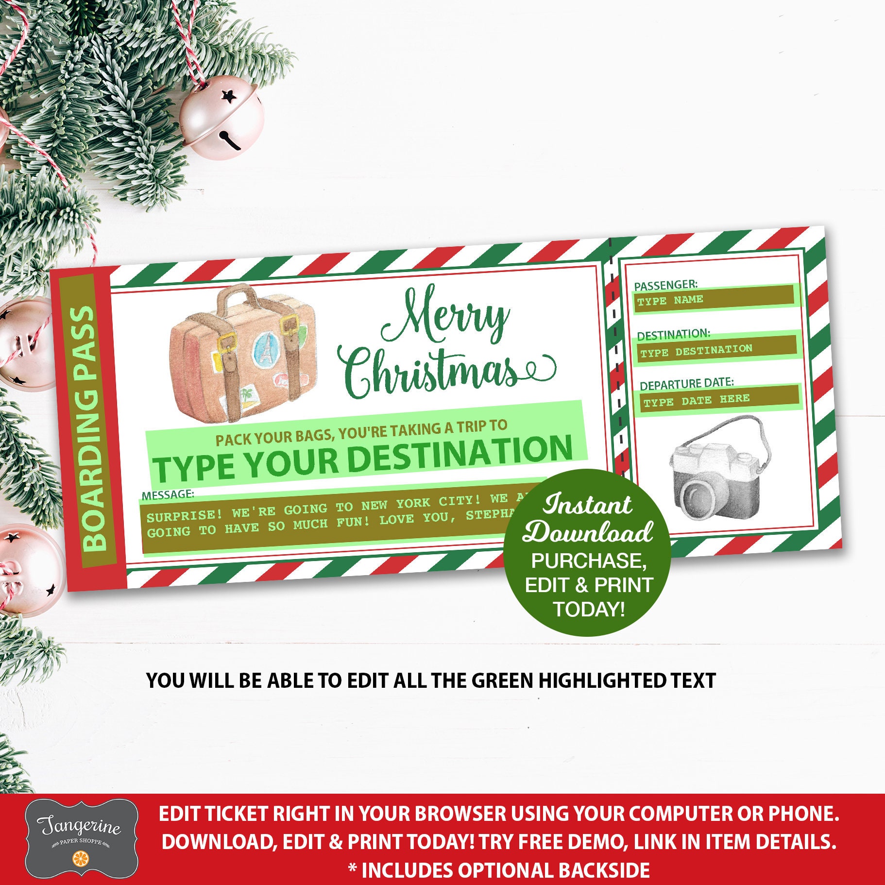 Christmas Surprise Vacation Ticket Weekend Getaway Trip - Etsy