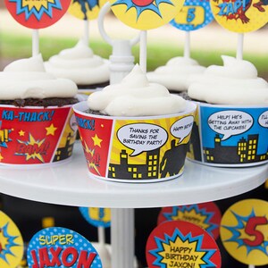 Superhero Birthday Cupcake Toppers, Superhero Birthday Decorations ...