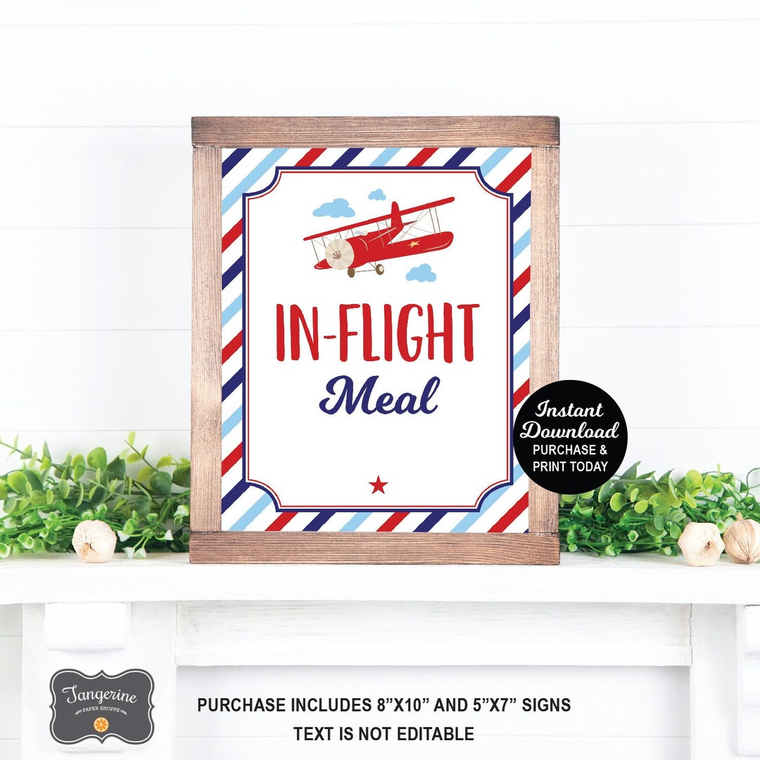 Airplane Inflight Meal Sign, Airplane Food Table Sign, Airplane ...