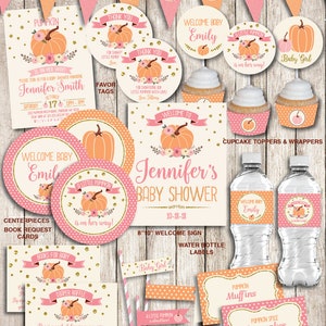 Little Pumpkin Baby Shower Banner, Girl Pumpkin Baby Shower, Fall Baby ...