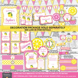 Pink Lemonade Birthday Favor Tag, Lemonade Birthday Decorations ...