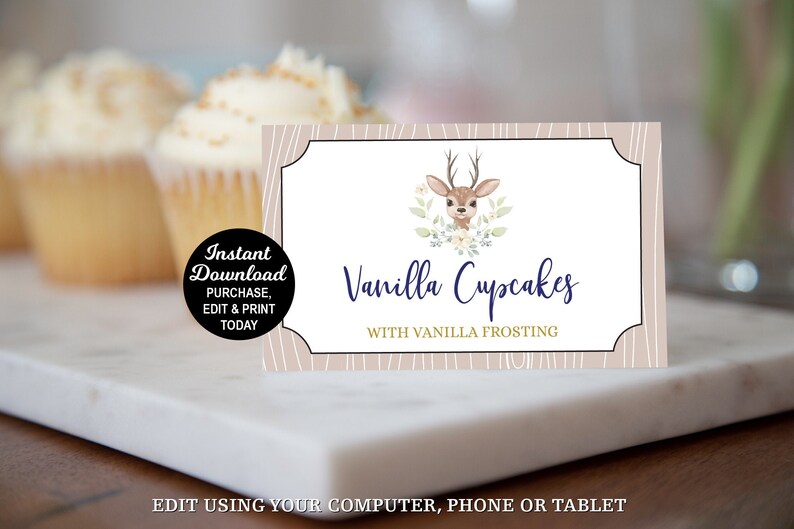 Deer Food Labels Little Buck Food Tents Printable Place | Etsy