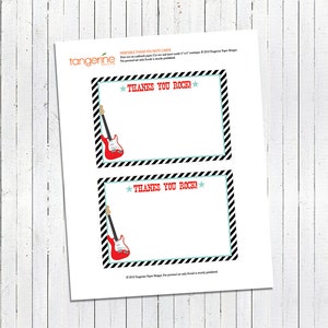 Rockstar Thank You Note Cards - Red, Mint, Black & White - INSTANT ...