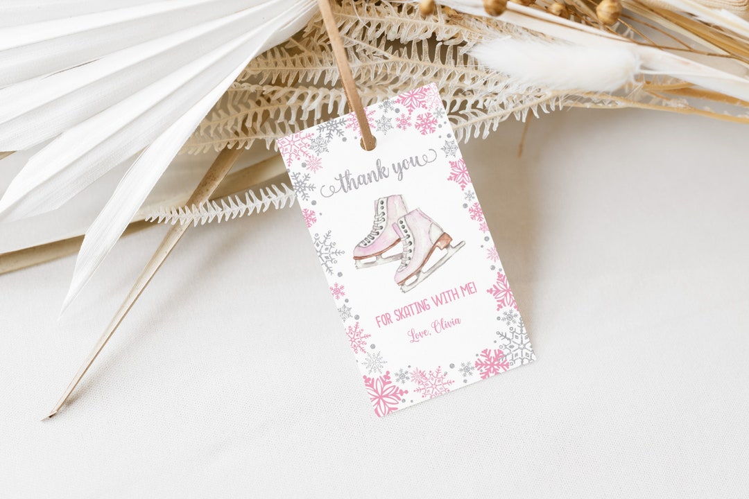 Ice Skating Birthday Thank You Tag Ice Skate Party Favor Tag Girl ...