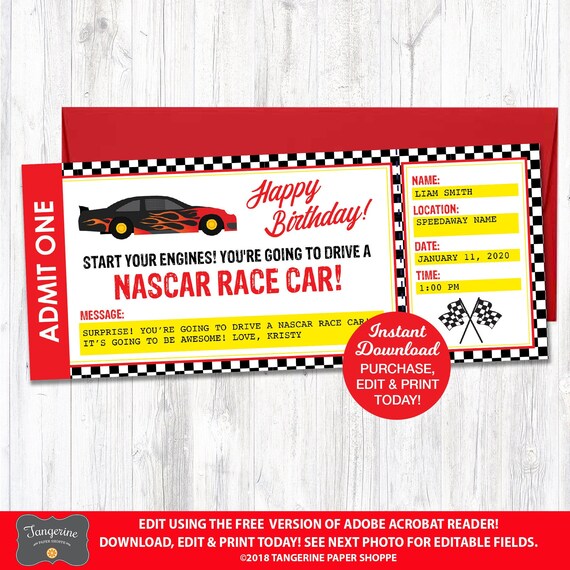 Valentine Surprise Nascar Race Ticket Gift Voucher Nascar Race Trip 