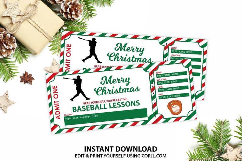 Christmas Baseball Lessons Ticket, Hitting Lessons, Surprise Batting ...