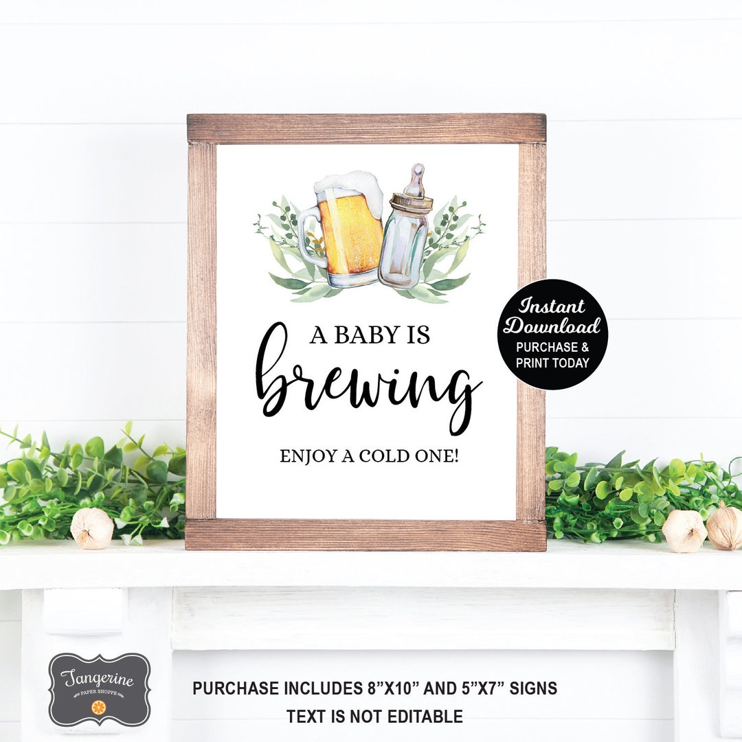 A Baby is Brewing Sign, Beer Sign, Beer Baby Shower, Drinks Baby Shower ...