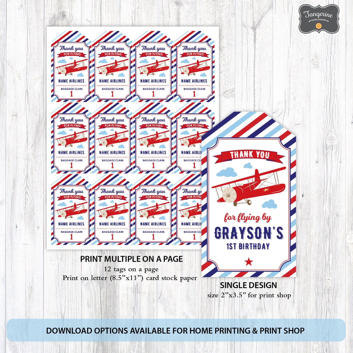 Airplane Birthday Favor Tags, Airplane Thank You Tags, Airplane Party ...