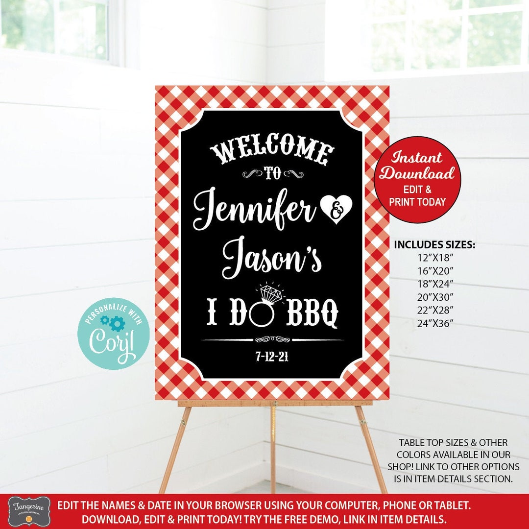 I Do BBQ Welcome Sign, Bbq Engagement Yard Sign Printable, Large Sign ...