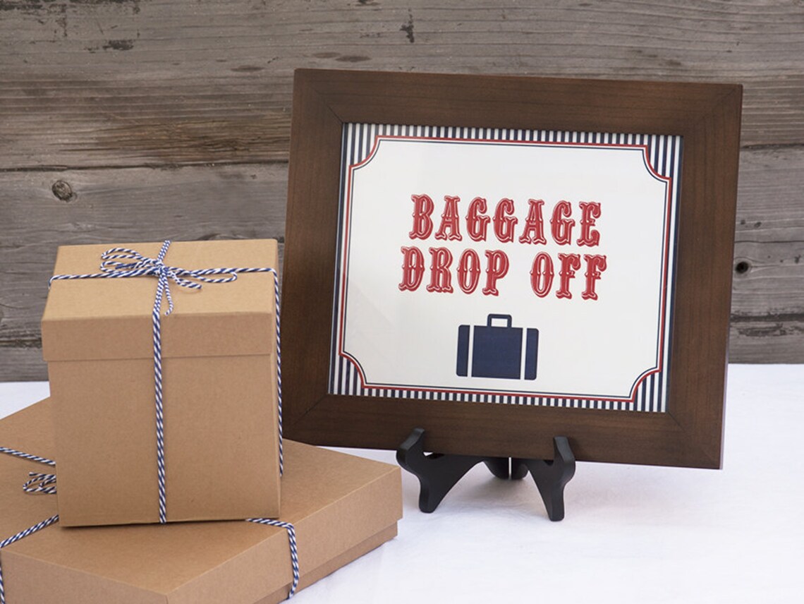 Train Baggage Drop off Sign Cream Navy Red Printable PDF - Etsy
