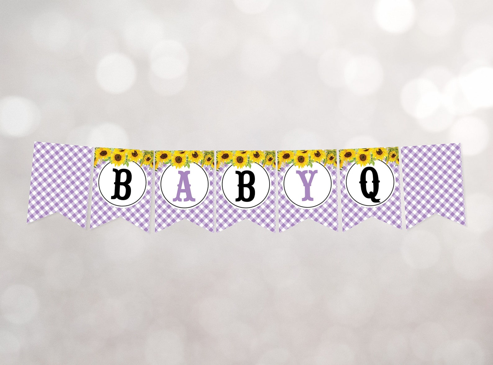 Editable Baby Q Banner, Lavender BBQ Baby Shower Bunting Decoration ...
