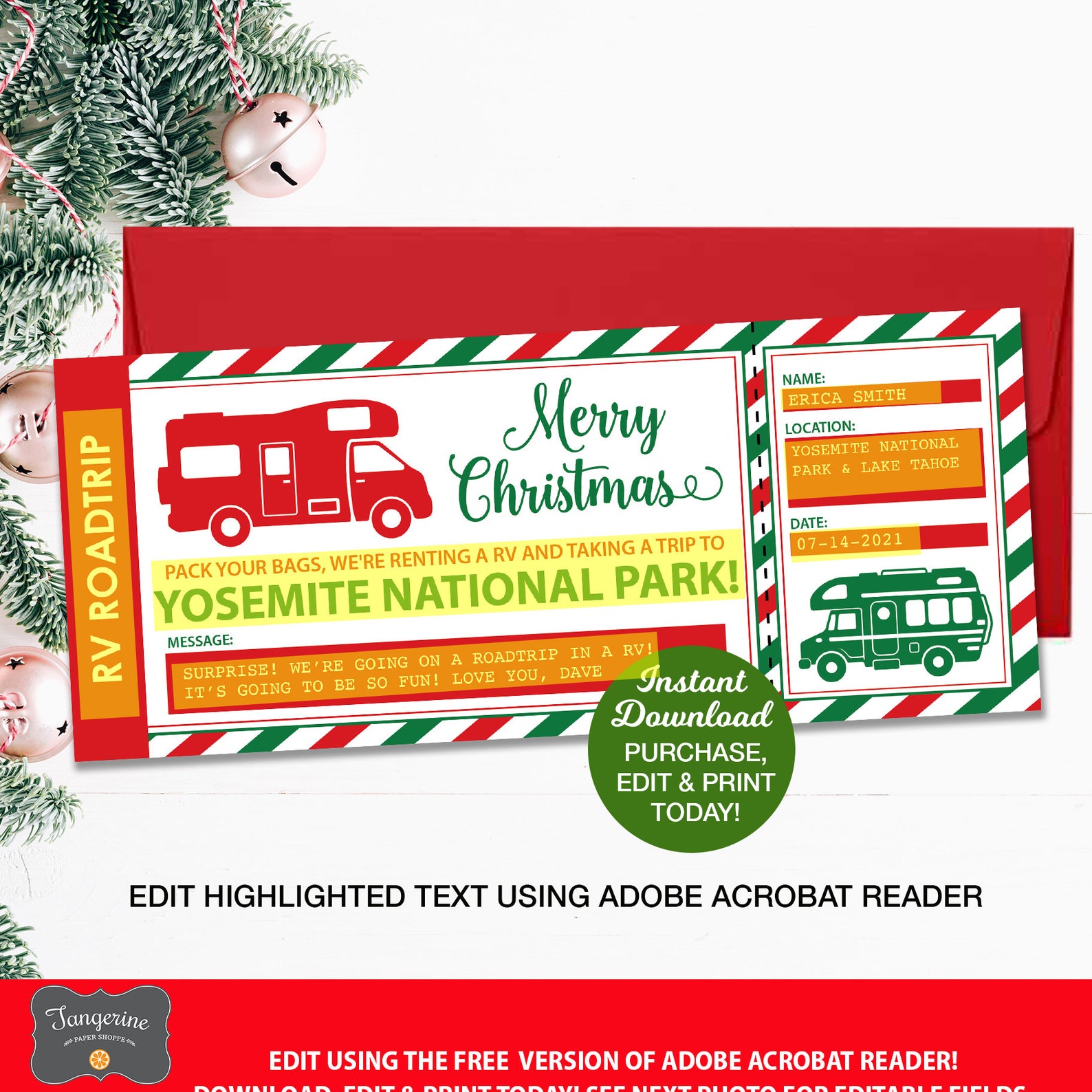 RV Rental Ticket Camping Trip Surprise Road Trip Vacation - Etsy