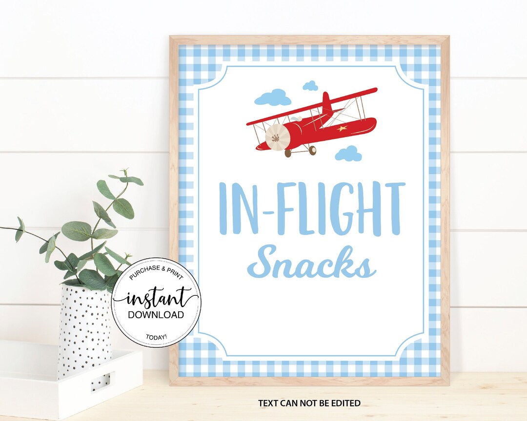 Airplane In-flight Snacks Sign, Airplane Birthday Food Sign, Airplane ...