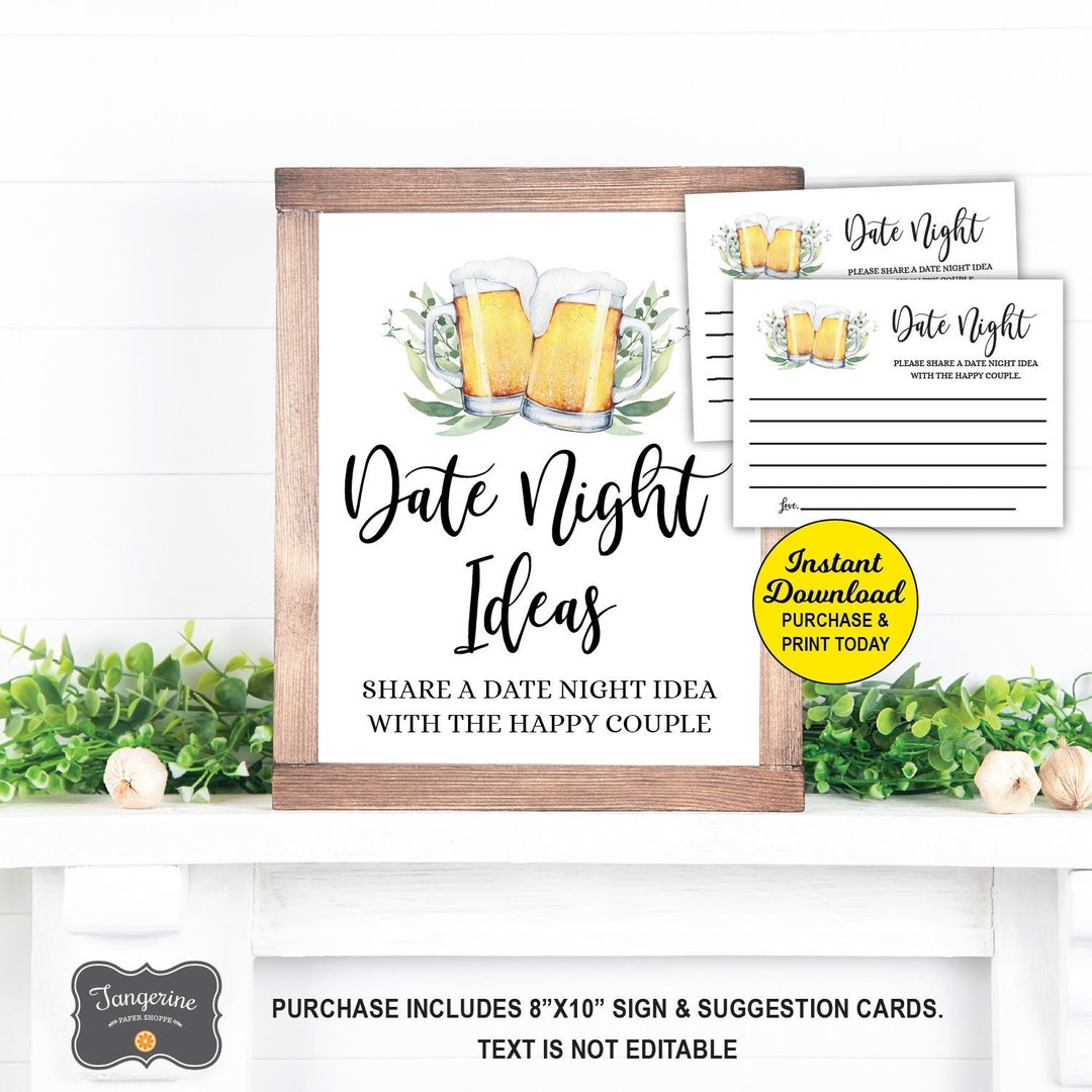 Beer Date Night Jar Sign and Cards, Date Night Ideas Suggestion Cards ...